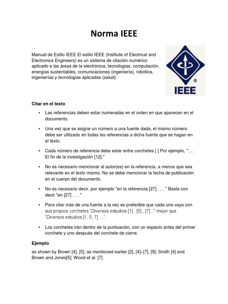 Norma IEEE y Apa | PDF | Instituto de Ingenieros Eléctricos y ...
