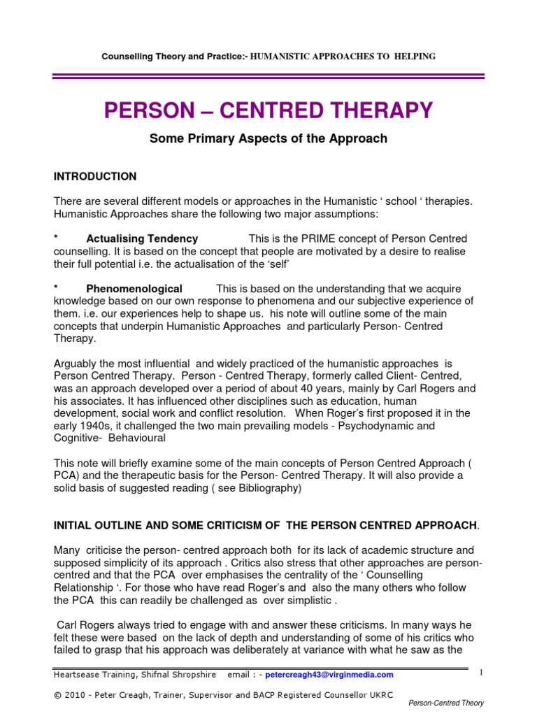 Humanistic Approaches To Therapy : - Person Centred Theory and Practice ...