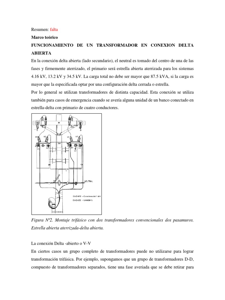 Ventajas de La Conexión Delta Abierta | PDF | Transformador | voltaje