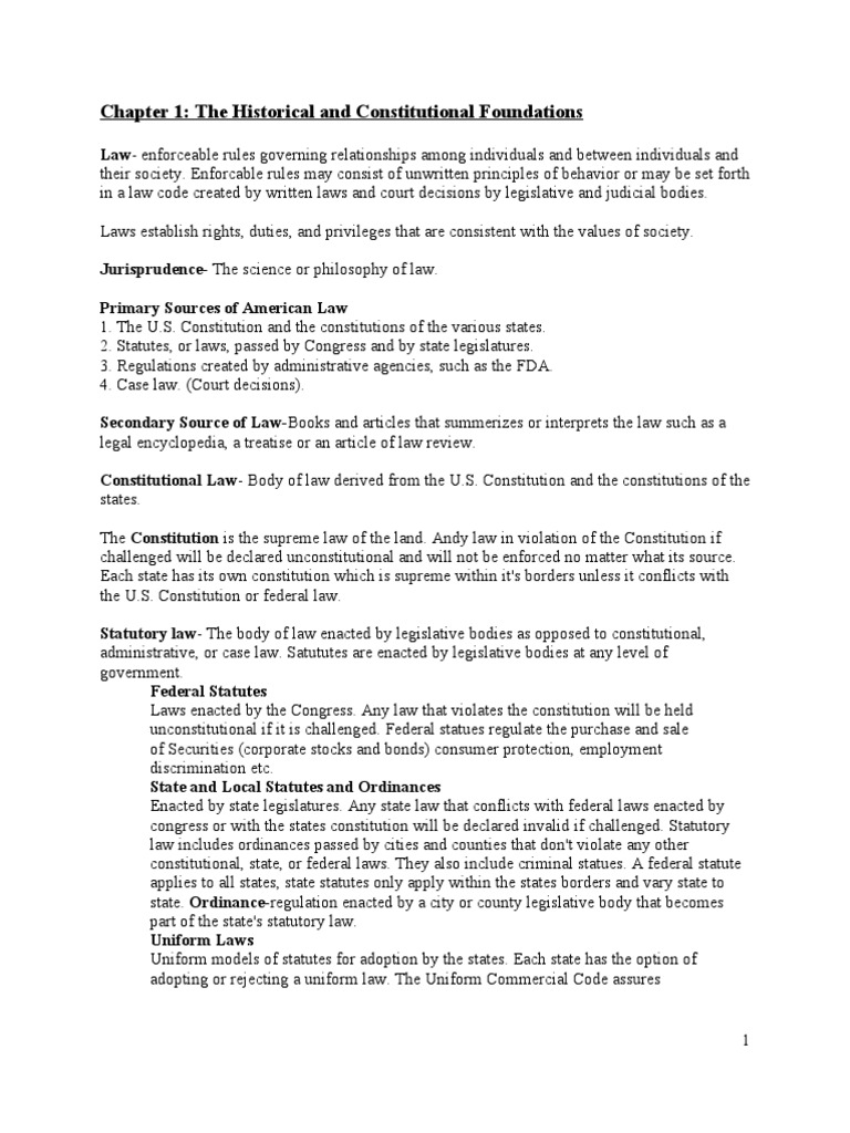 Chapter 1: The Historical and Constitutional Foundations | PDF | Offer ...