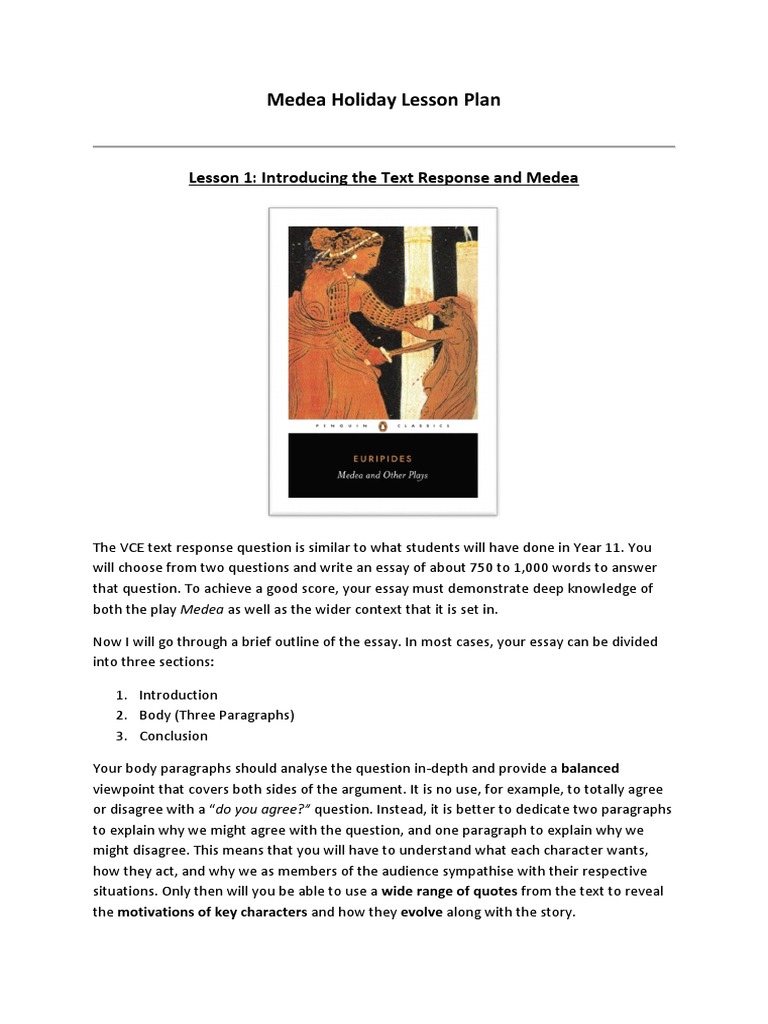 Medea Holiday Lesson Plan | PDF | Jason | Essays