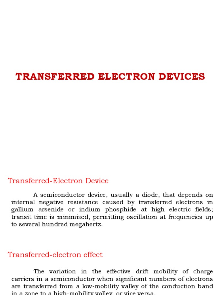 Transferred Electron Devices | Download Free PDF | Diode | P–N Junction