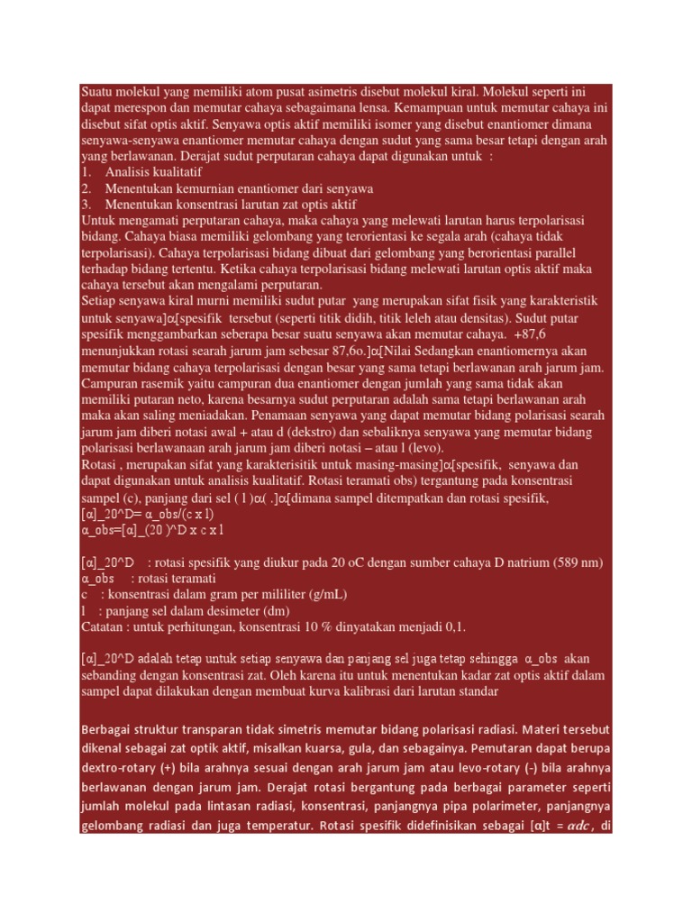 Suatu Molekul Yang Memiliki Atom Pusat Asimetris Disebut Molekul Kiral ...