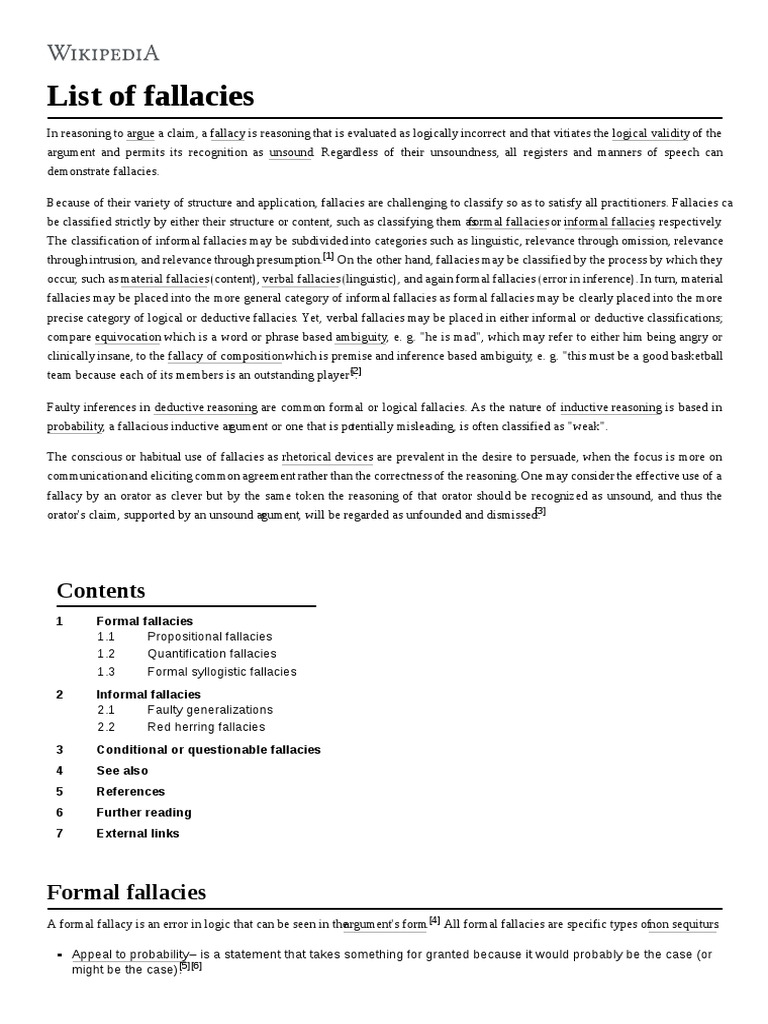 List of Fallacies | PDF | Fallacy | Argument