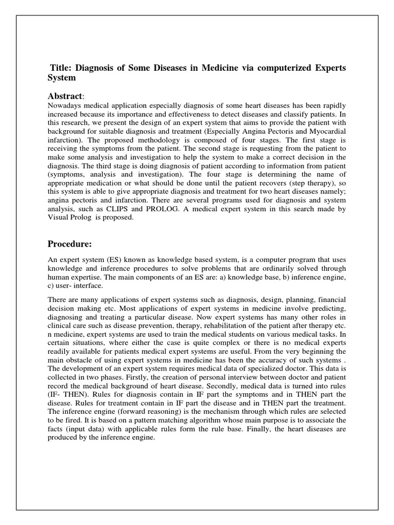 Title: Diagnosis of Some Diseases in Medicine Via Computerized Experts ...