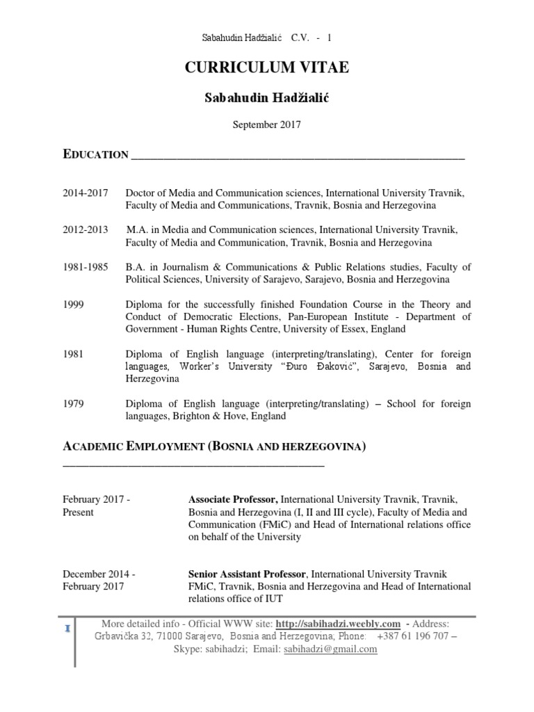 Sabahudin Hadžialić: Academic Profile | PDF | Bosnia And Herzegovina ...