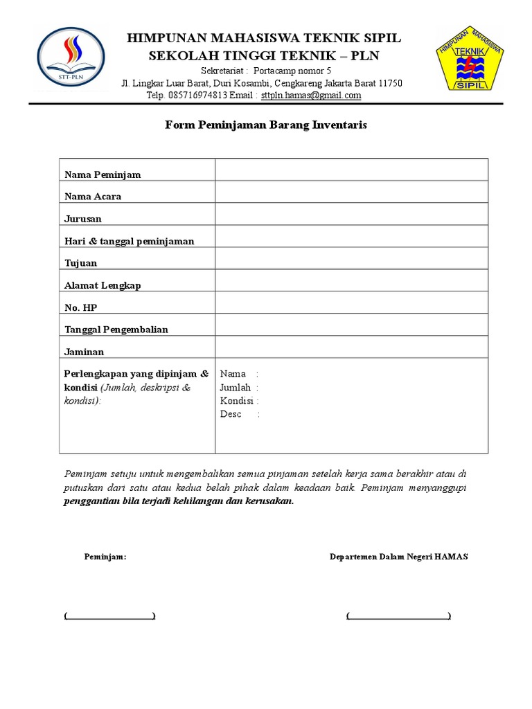 Form Peminjaman | PDF
