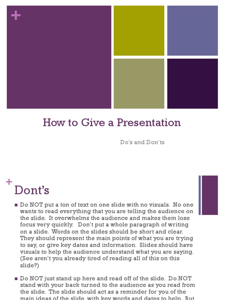 Presentation Dos And Donts Pdf