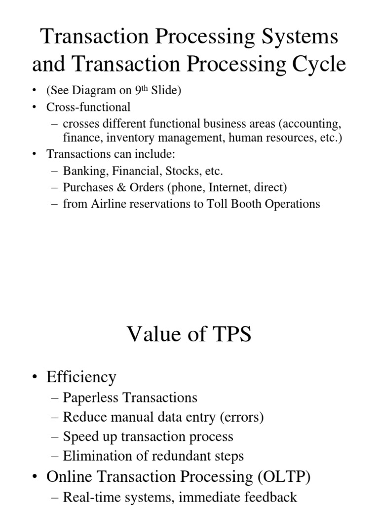 Transaction Processing Systems and Transacyion Processing Cycle | PDF ...