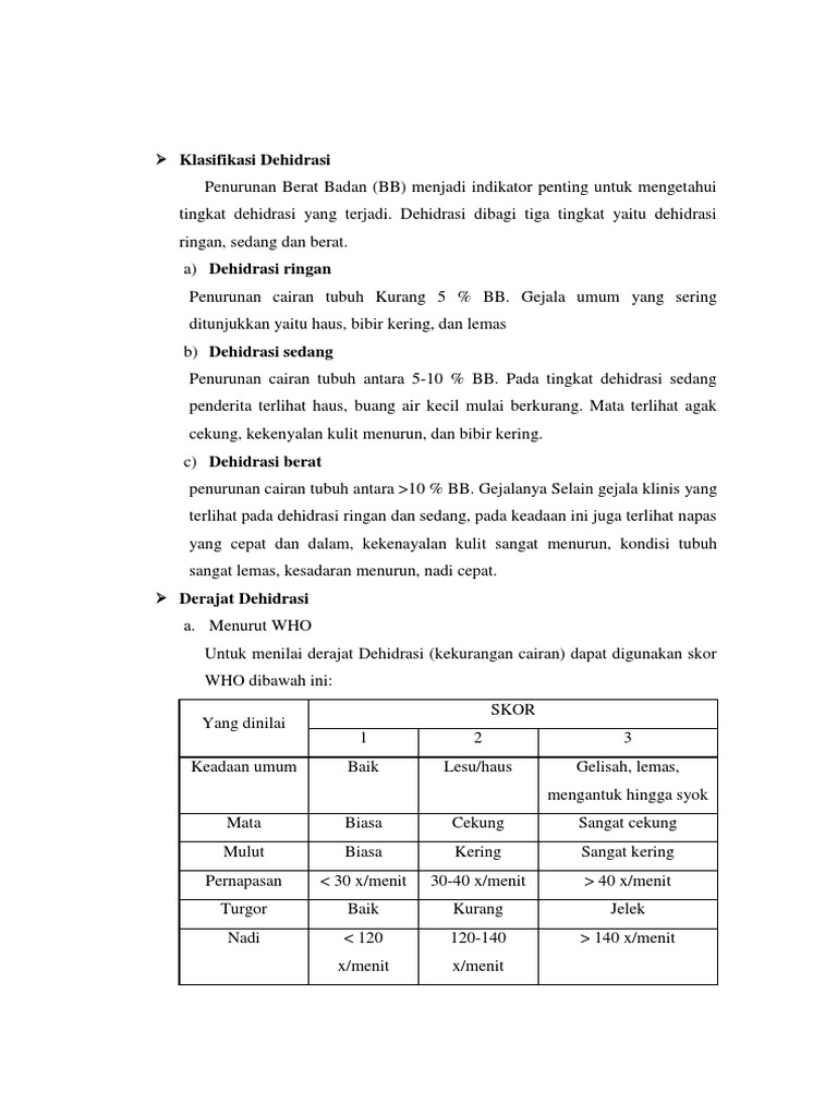 Klasifikasi Dehidrasi | PDF