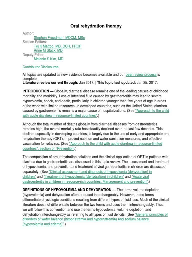 Oral Rehydration Therapy | PDF | Diarrhea | Dehydration
