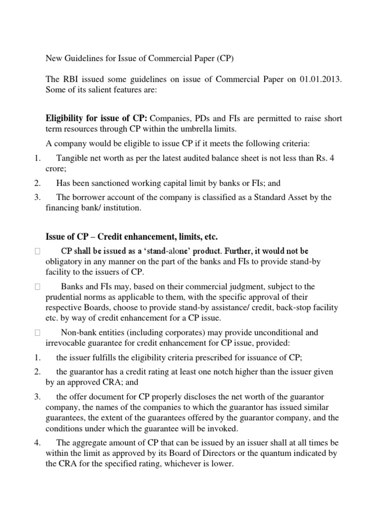 Commercial Paper Issuance Guide | PDF | Investing | Financial Markets