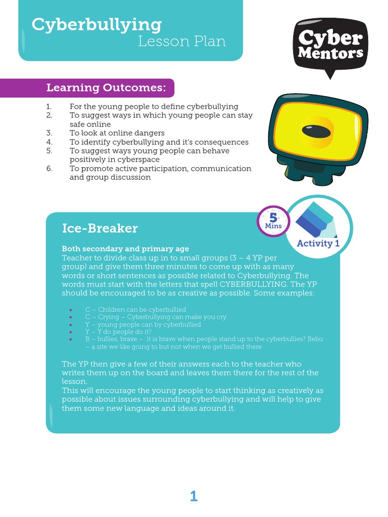 Cyberbullying: Lesson Plan | PDF | Cyberbullying | Social Networking ...