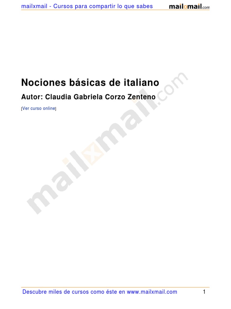 Nociones Basicas de Italiano PDF | PDF | Reglas | Lingüística