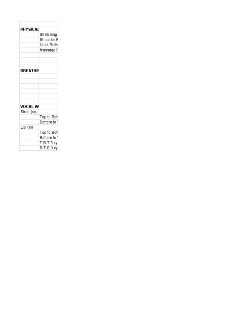 Daily Vocal and Physical Warm-Up Guide | PDF