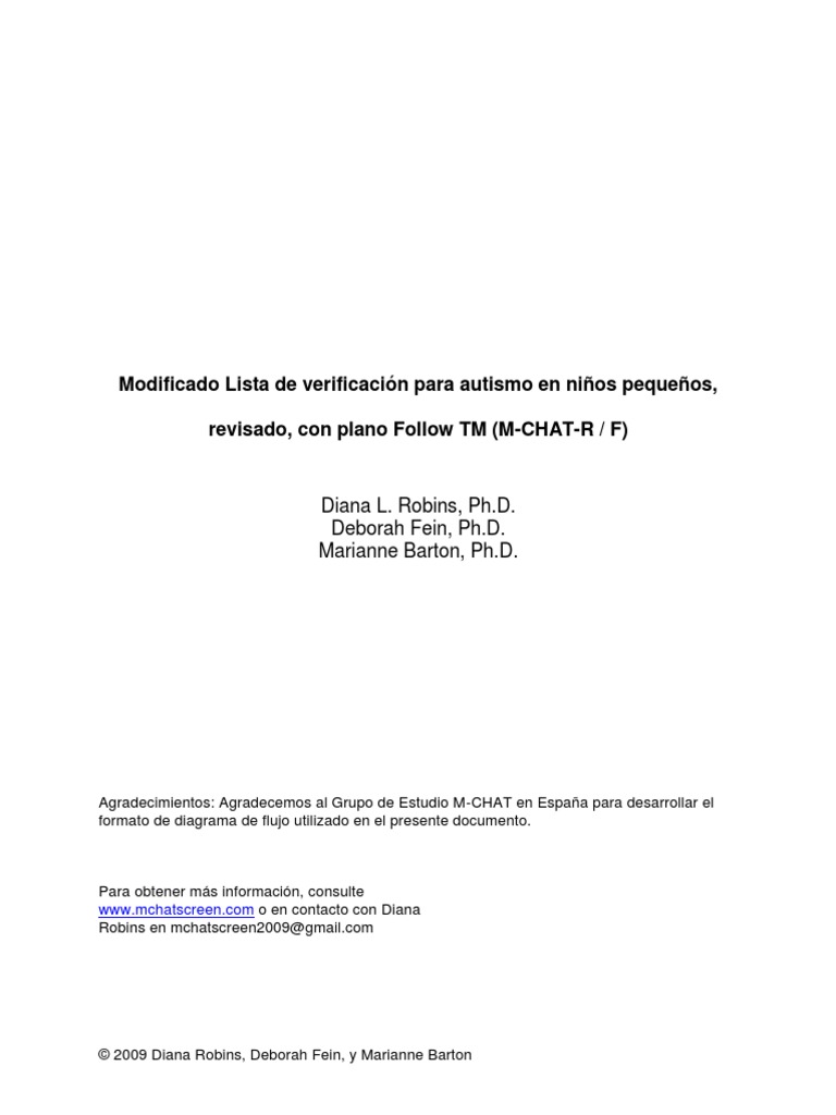 M-CHAT-R - F. Español | PDF | Espectro autista | Salud y bienestar