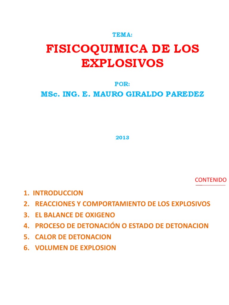 Fisicoquimica de Los Explosivos | PDF | Entalpía | Elementos químicos
