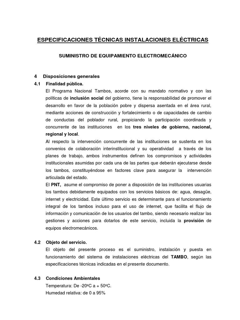 Especificaciones Tecnicas Electricas | PDF | Pintar | Cobre