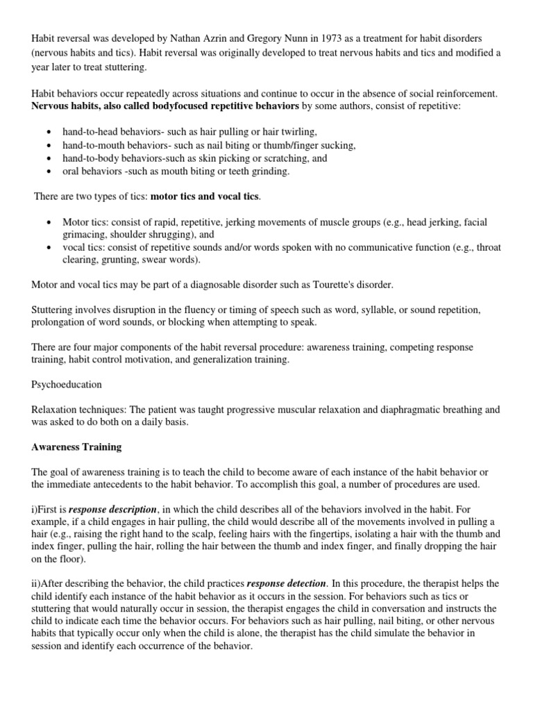 Habit Reversal Notes | PDF | Habits | Stuttering