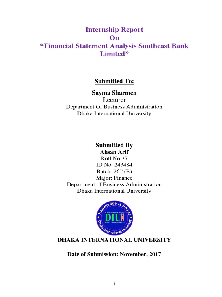 Financial Analysis of Southeast Bank Ltd. | PDF | Internship | Job Hunting