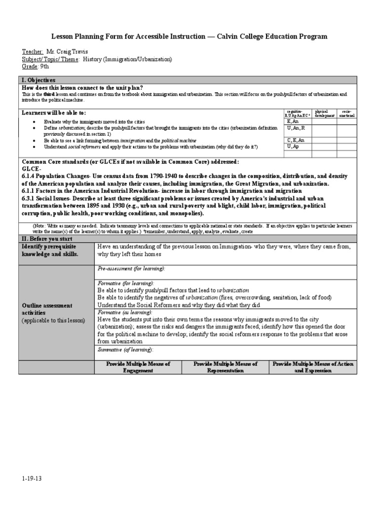 Lesson Plan 3 | PDF | Lesson Plan | Immigration