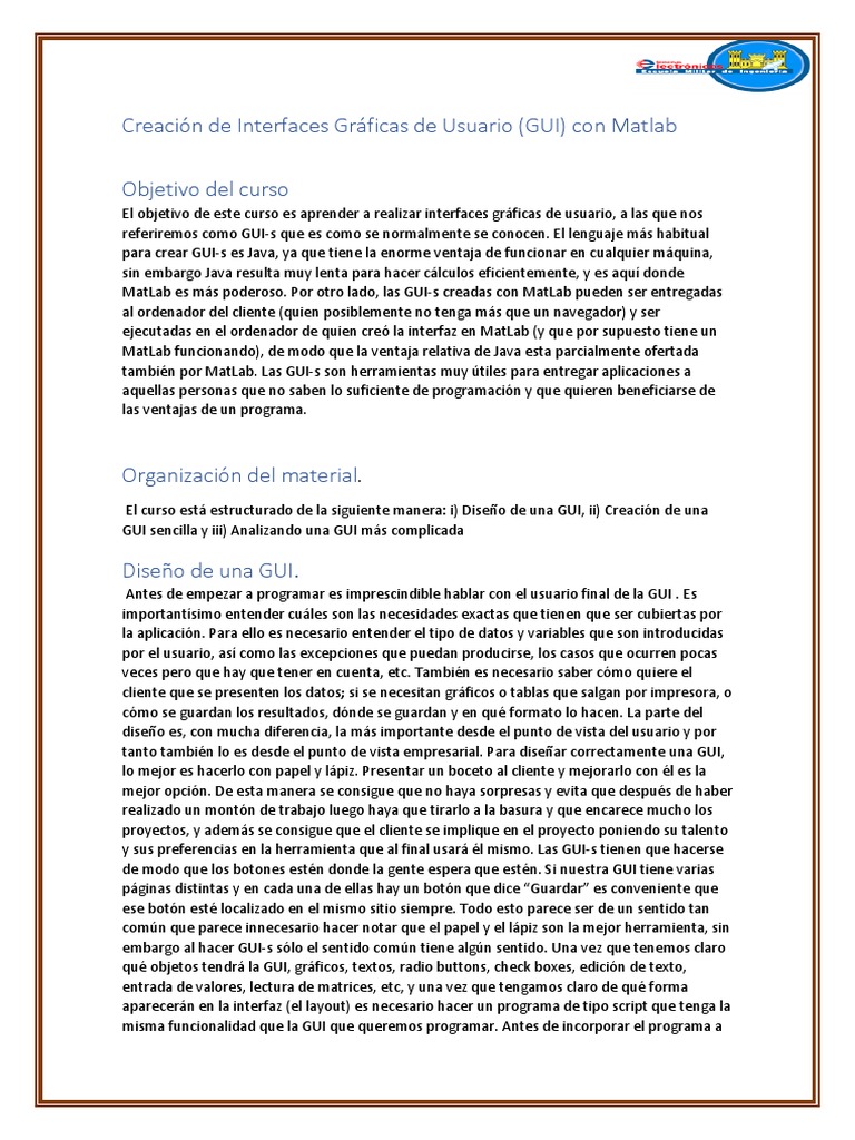 Informe Gui Matlab | PDF | Matlab | Java (lenguaje de programación)