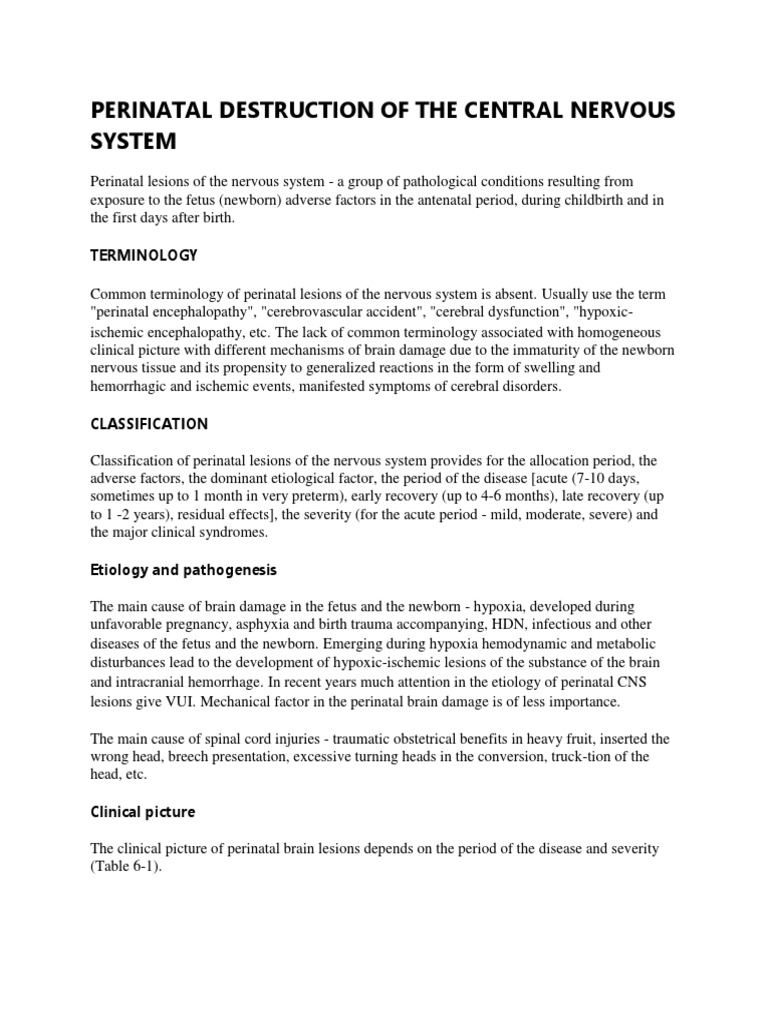 Perinatal Brain Injuries: Causes, Classifications, Clinical ...