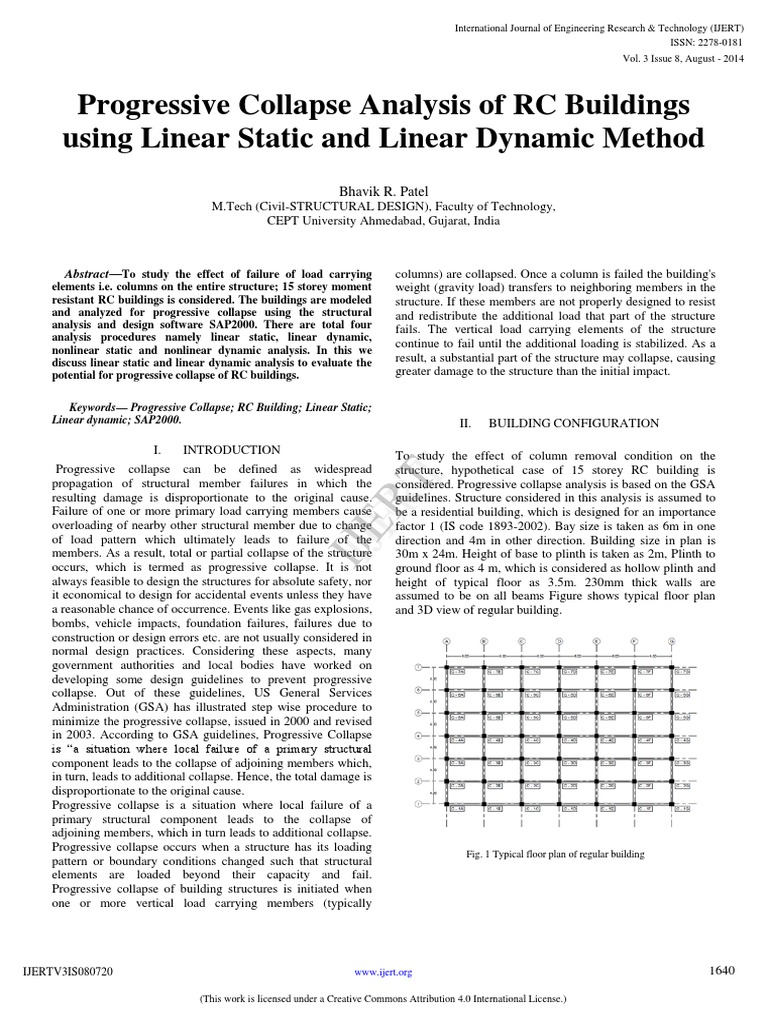 Progressive Collapse Analysis of RC Buildings Using Linear Static and Linear Dynamic Method ...