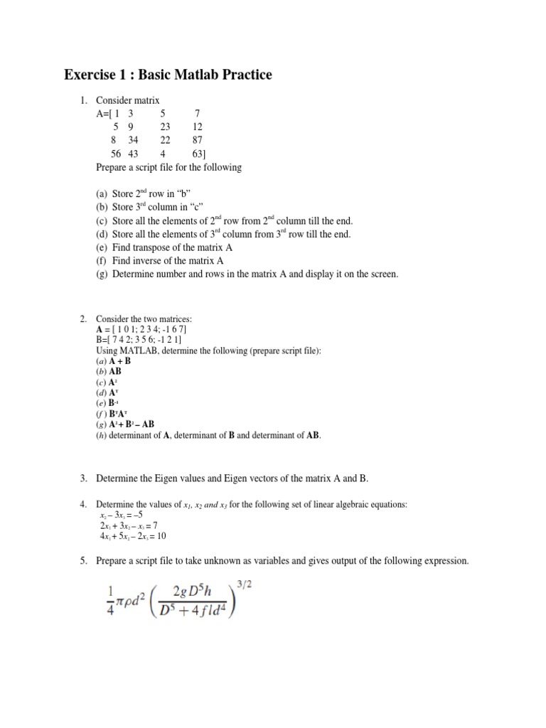 Exercise 1: Basic Matlab Practice: ND RD ND ND RD RD | PDF