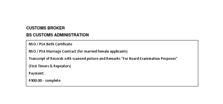 Customs Broker Bs Customs Administration | PDF