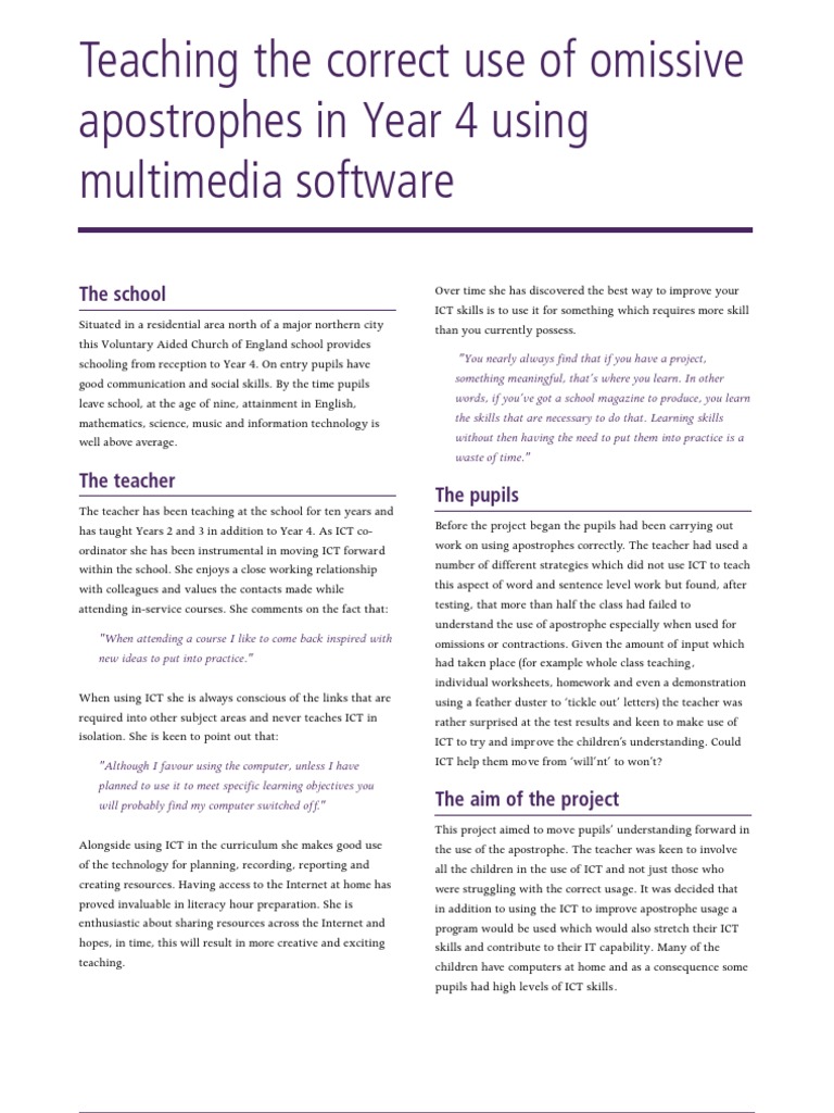 Teaching The Correct Use of Omissive Apostrophes in Year 4 Using ...