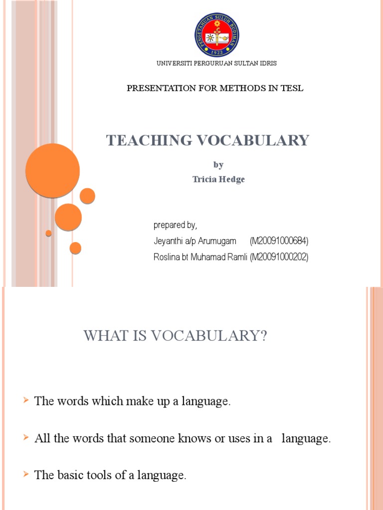 Vocabulary Teaching Methods | PDF | Vocabulary | Learning