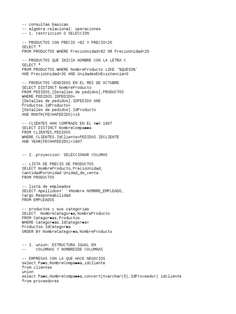 Consultas Basicas SQL | PDF | Bases de datos | Gestión de datos