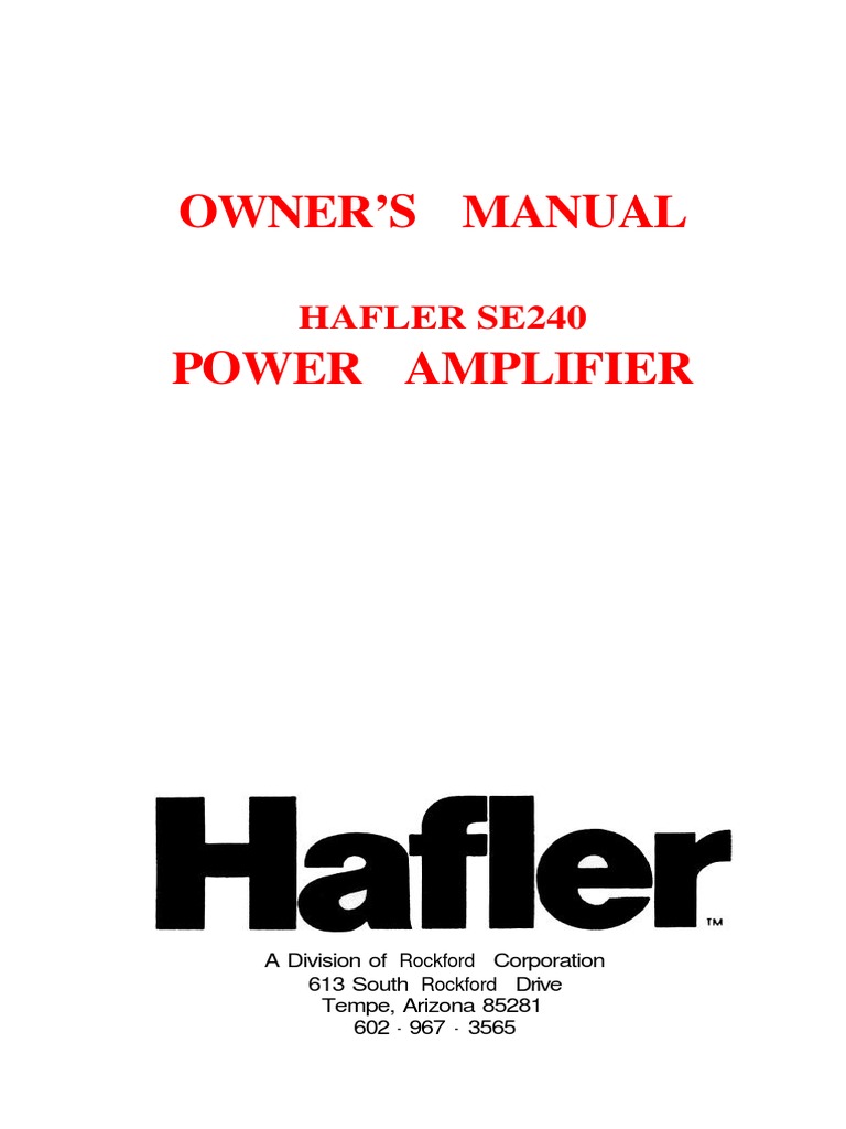 Hafler Se240 Amp Man | PDF | Loudspeaker | Amplifier