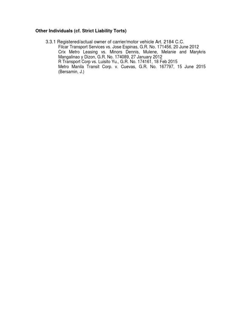 Strict Liability Torts | PDF | Private Law | Common Law