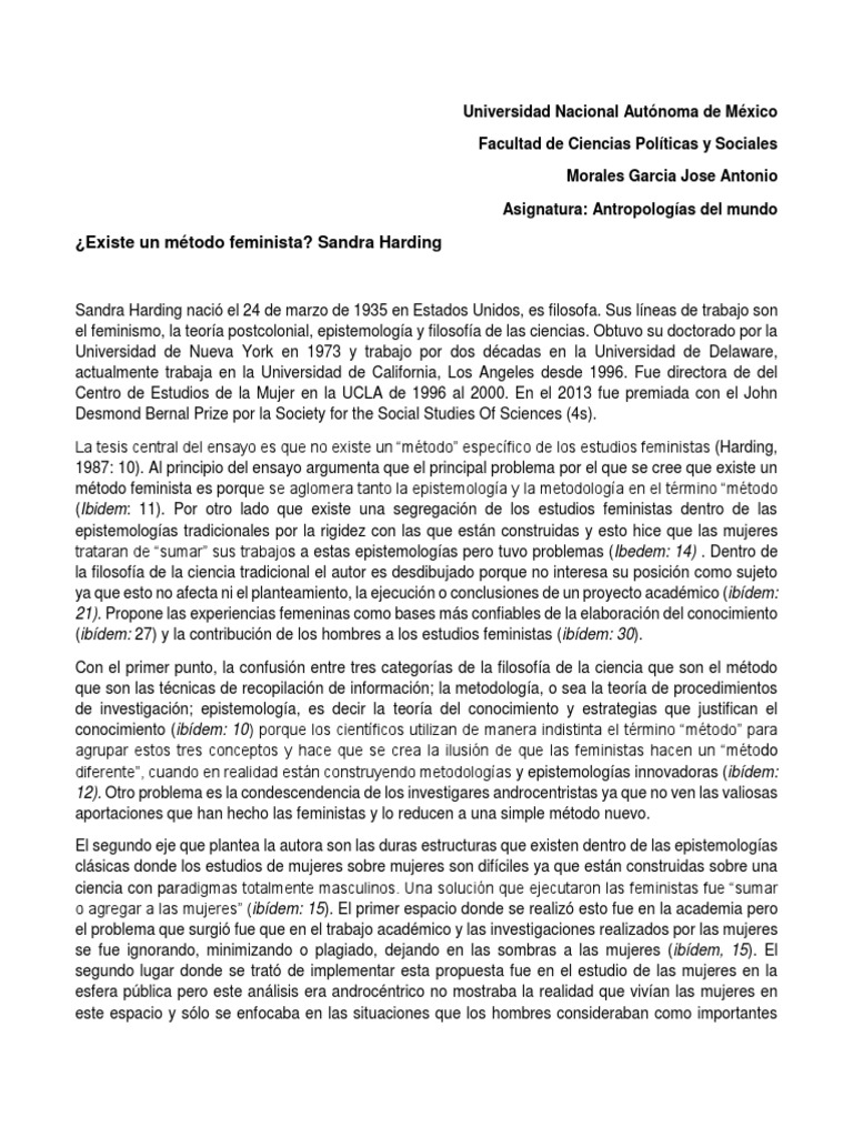 Sandra Harding | PDF | Método científico | Feminismo