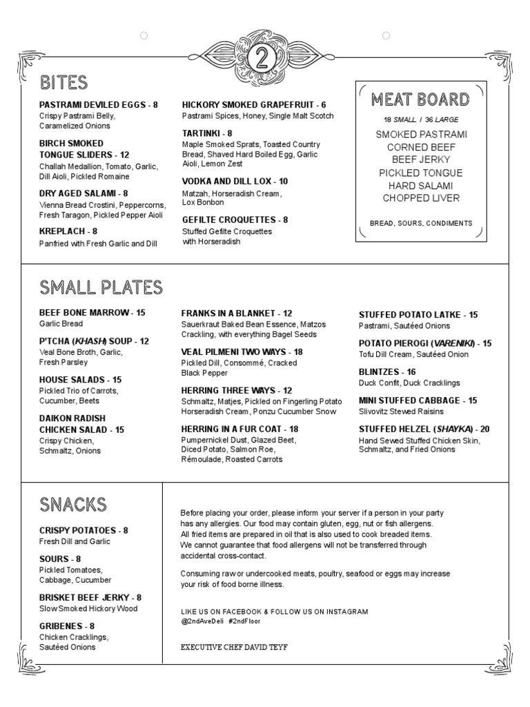 2nd Floor at 2nd Ave Deli Menu | Download Free PDF | Wine | Grape