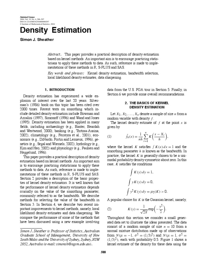 Kernel Density Estimation | PDF | Bias Of An Estimator | Normal ...