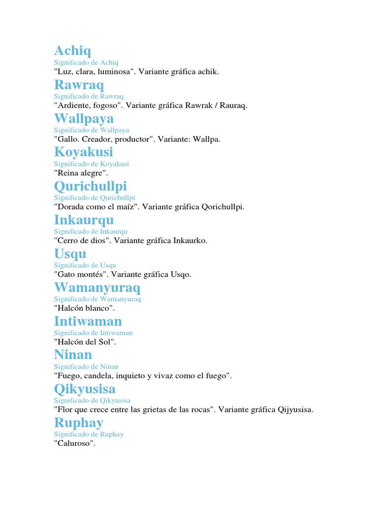 Nombres Quechuas | PDF