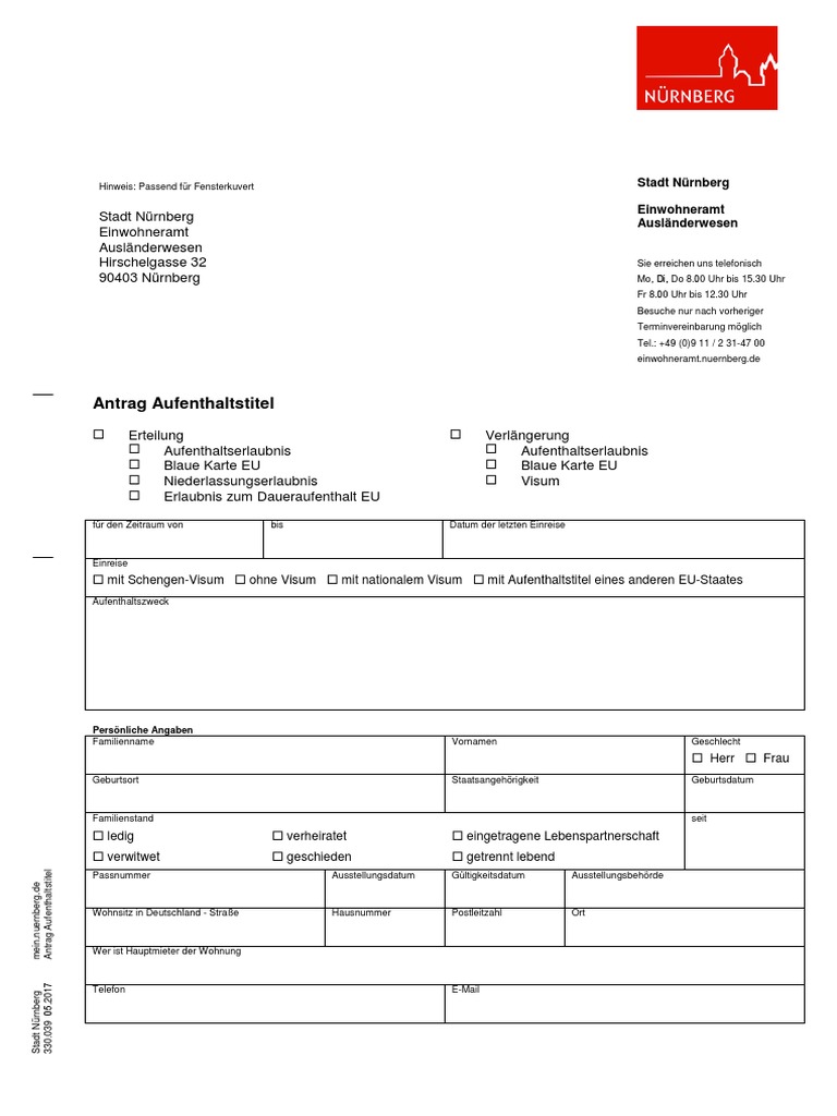Antrag Aufenthaltstitel Formular Pdf München – FKGI