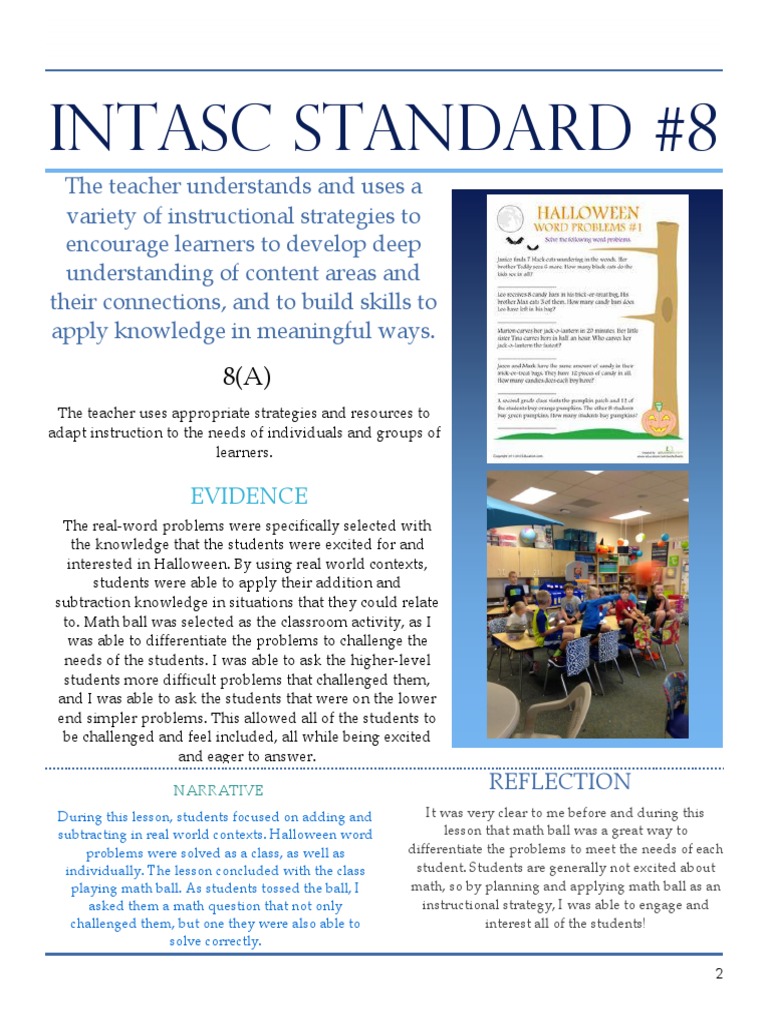 Intasc Standard 8 | PDF | Teaching Mathematics | Learning