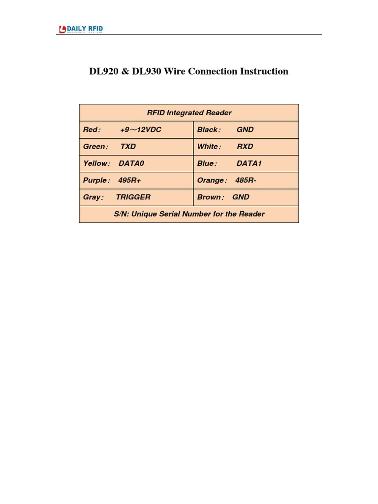 DL920 & DL930 Wire Connection Instruction | PDF