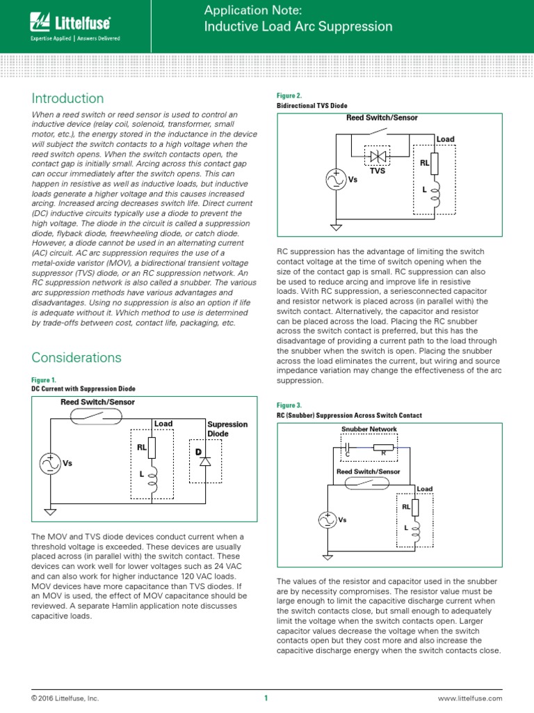 Littelfuse Magnetic Sensors and Reed Switches Inductive Load Arc ...