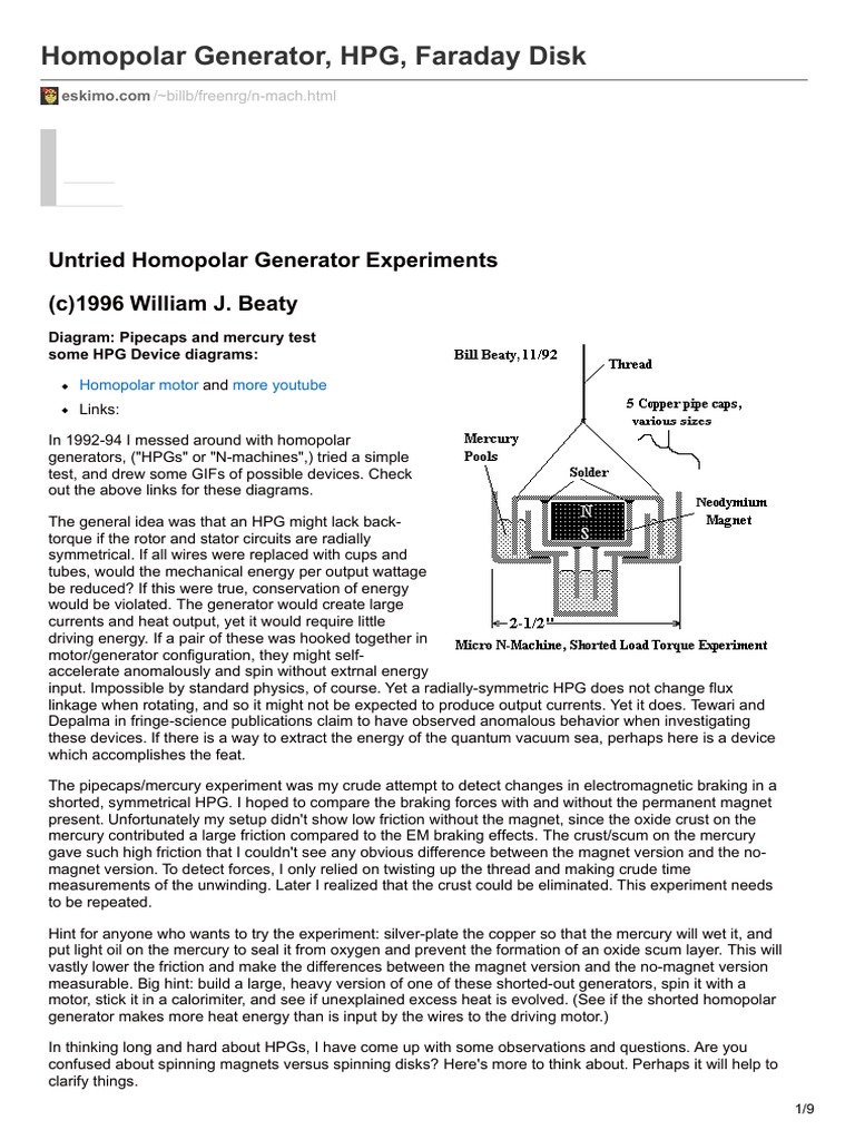 Homopolar Generator HPG Faraday Disk | PDF | Electric Generator ...
