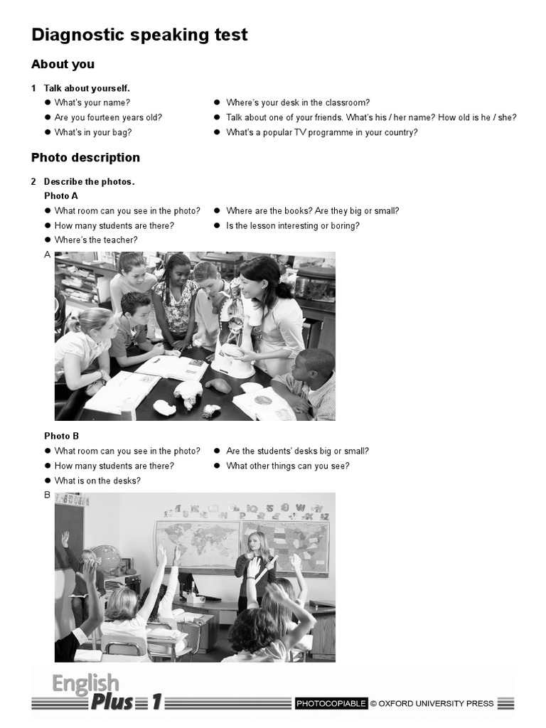 Diagnostic Speaking Test | PDF