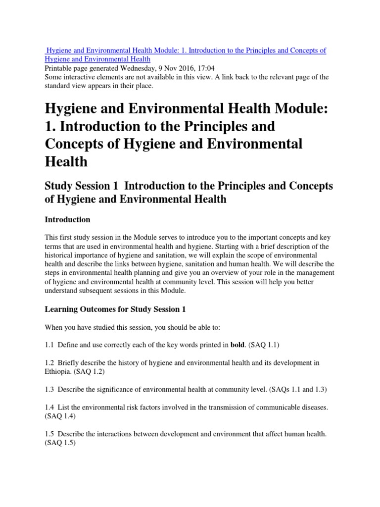Hygiene and Environmental Health Module | PDF | Sanitation | Hygiene