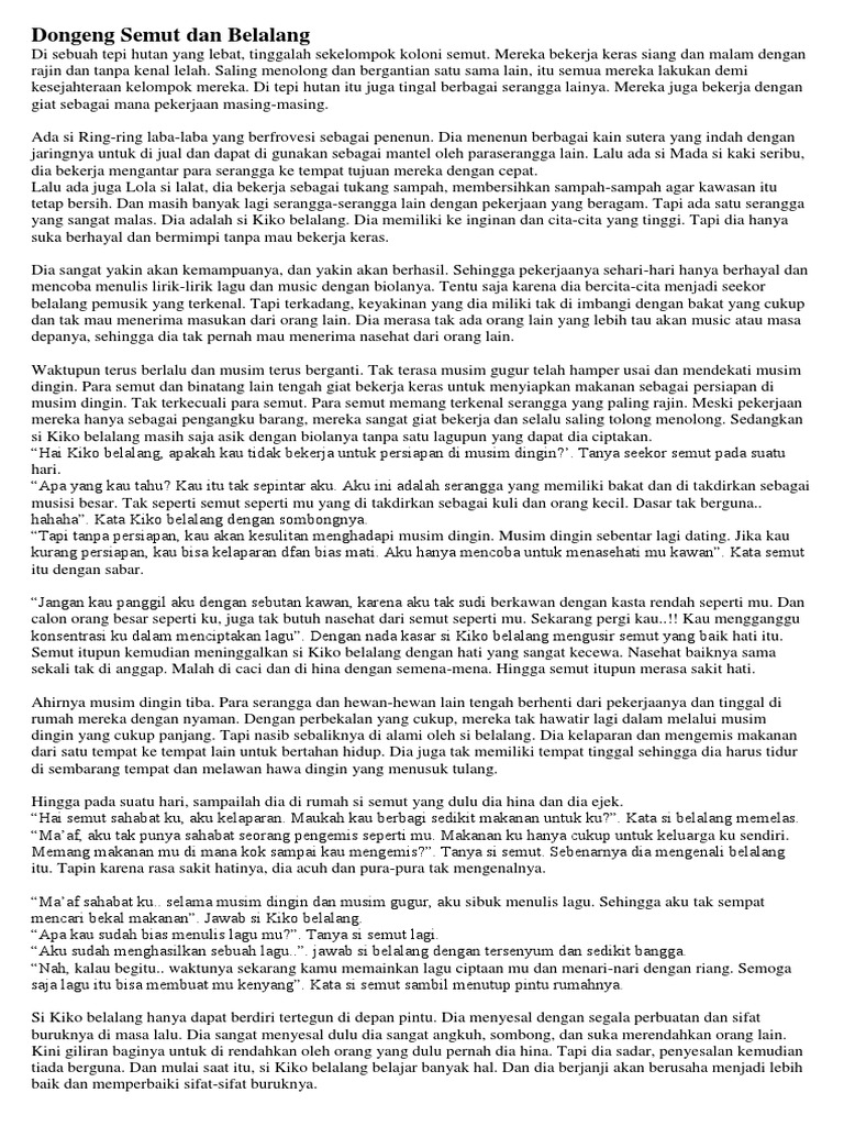 Dongeng Semut Dan Belalang Pdf