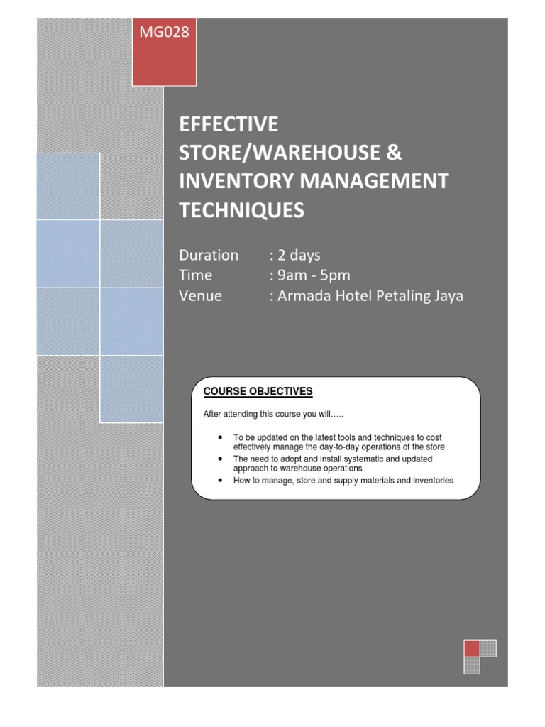 Effective Store/Warehouse & Inventory Management Techniques: Course ...