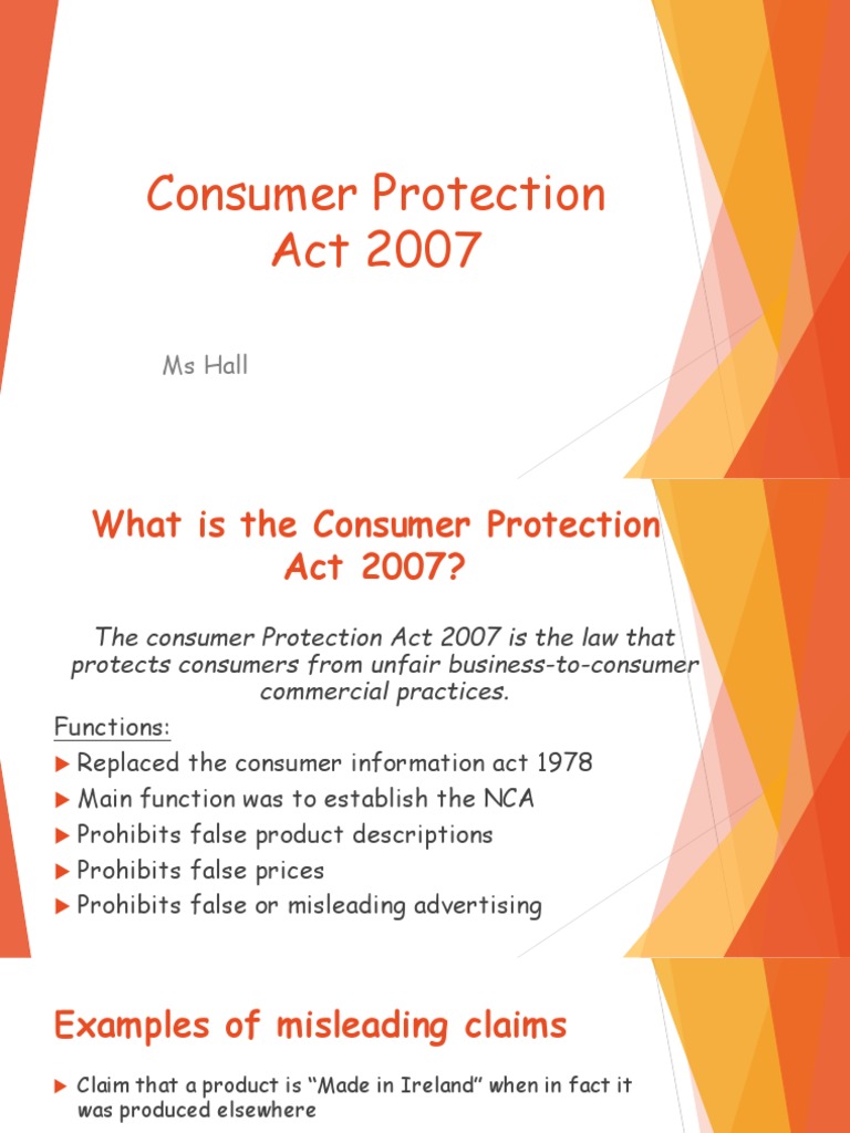 Consumer Protection Act 2007 | PDF