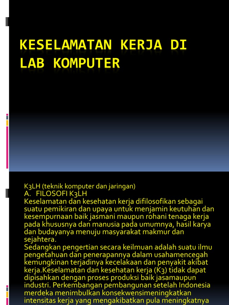 PRINSIP KESELAMATAN KERJA DALAM PENGGUNAAN KOMPUTER | PDF